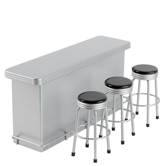 Retro Dollhouse Miniature Counter with Stools – Little Shop of Miniatures