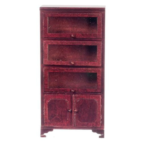 Mahogany Dollhouse Miniature Bookcase with Glass Doors – Little Shop of ...