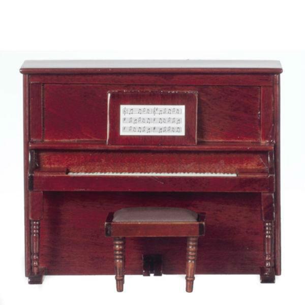 Mahogany Dollhouse Miniature Upright Piano with Bench – Little Shop of ...