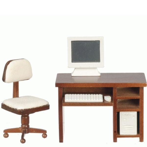 Walnut Dollhouse Miniature Computer Desk Set – Little Shop of Miniatures