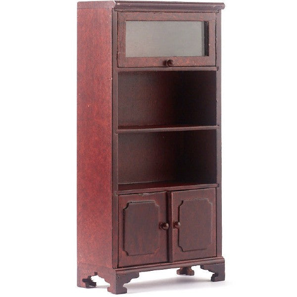 Mahogany Dollhouse Miniature Bookcase with Glass Door – Little Shop of ...